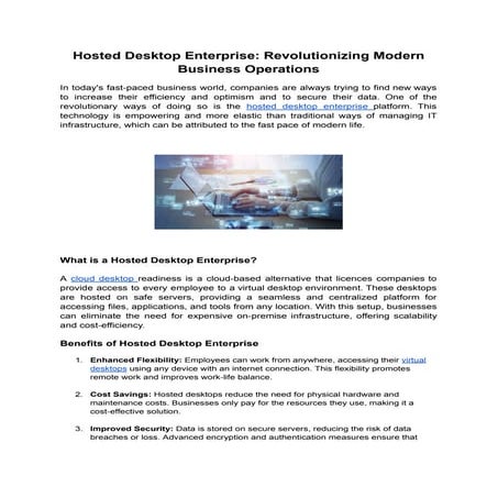 Boost Your Business with Hosted Desktop Enterprise Solutions | MRO | PDF