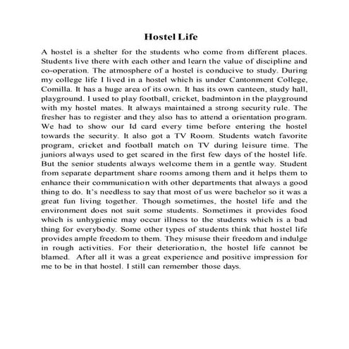 Hostel life | DOCX