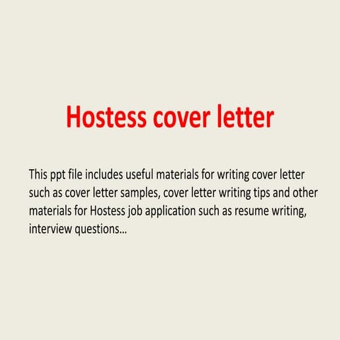 Hostess cover letter | PPT