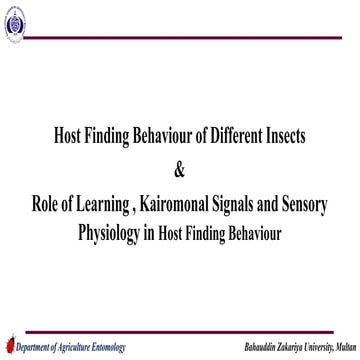 Host Finding Behavior of Insects | PPTX