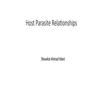 Host-Parasite Relationships. A parasitology lecture | PPTX
