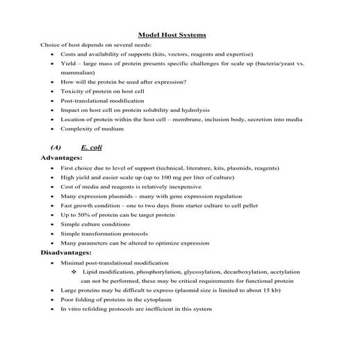 Host systems for protein expression | PDF