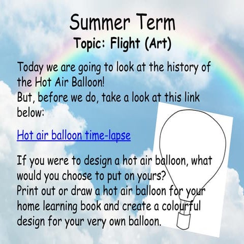 hot air balloon on the sky for first l=g | PPTX
