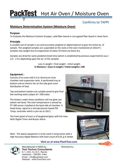 Moisture oven | PDF