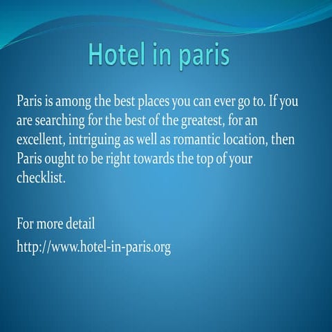 Hotel in paris | PPTX