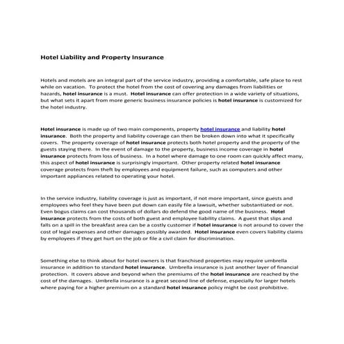 Hotel liability and property insurance | DOCX