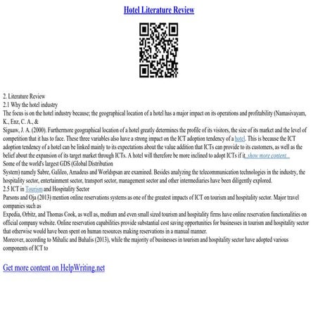 Hotel Literature Review | PDF
