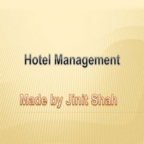 Hotel management | PPTX
