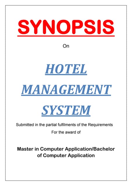 Hotel management system project | PPTX