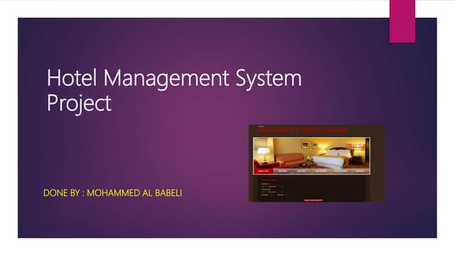 Hotel Reservation System Project | PPTX