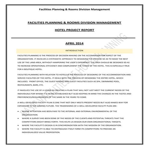 Hotel planning | PDF