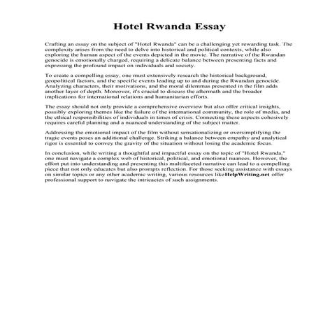 Essay On Hotel Rwanda | PDF