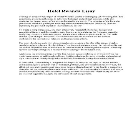 Hotel Rwanda Essay | PDF