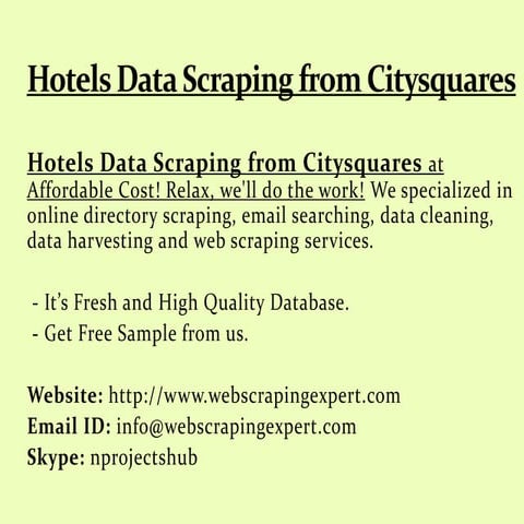 Hotels Data Scraping from Citysquares | PPTX
