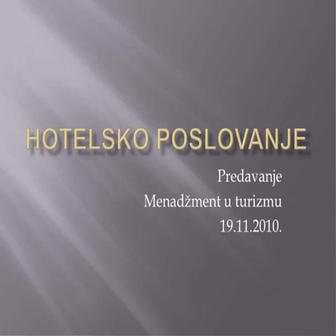 Hotelsko poslovanje | PDF