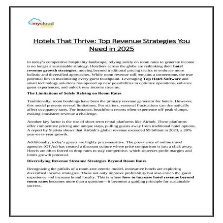 Hotels That Thrive Top Revenue Strategies You Need in 2025 | PDF