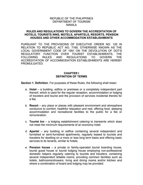 Hotel codes, rules and regulations | PDF | Hospitality Industry ...