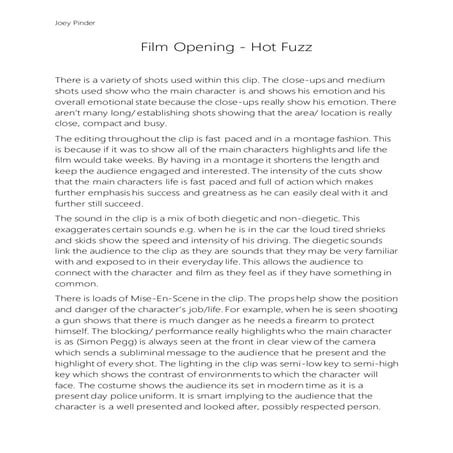 Hot fuzz - Opening 2 Minutes Evaluation | DOCX