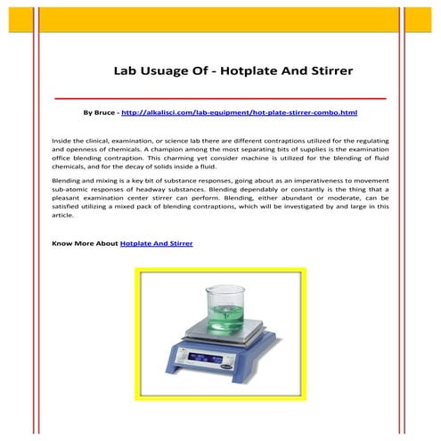 Hotplate and stirrer | PDF