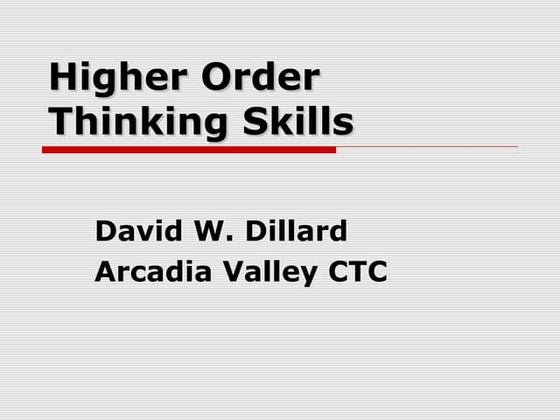 Higher Order Thinking (HOTs) | PPT