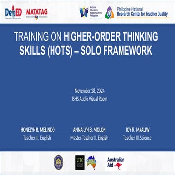 Lower Order of Thinking Skills and HOTS | PPT