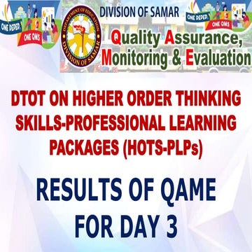 HOTS QAME RESULTS DAY 1 TO DAY 3 AND EVALUATION | PPTX