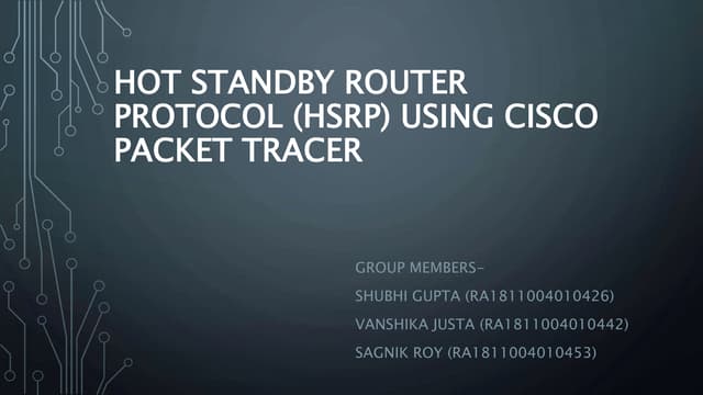 Hot Standby Router Protocol Hsrp Using Pptx Computer Networking Computing