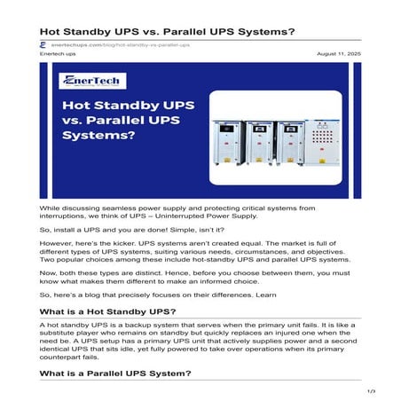 Hot Standby UPS vs Parallel UPS Systems.pdf