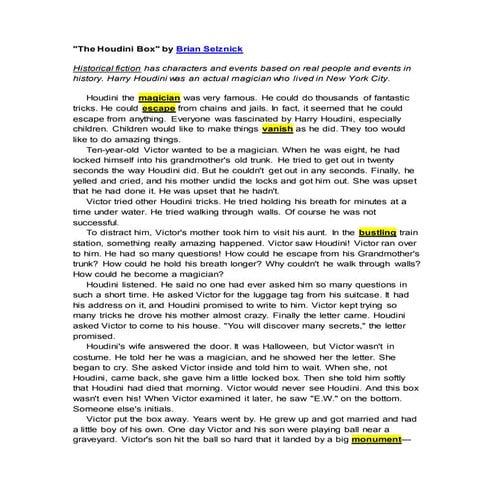 Houdini box summary | PDF