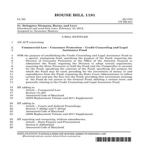 House Bill 1191 | PDF | Legal Services Industry | Industries