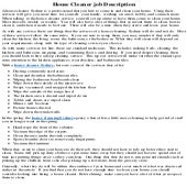 House cleaner job description