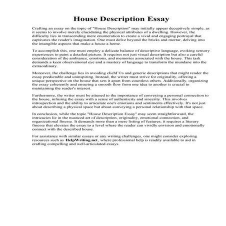 House Description Essay | PDF