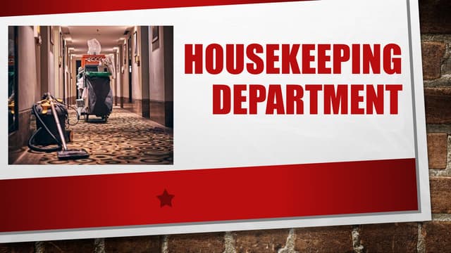 HOUSEKEEPING OPERATION: HOUSEKEEPING INVENTORIES | PPT