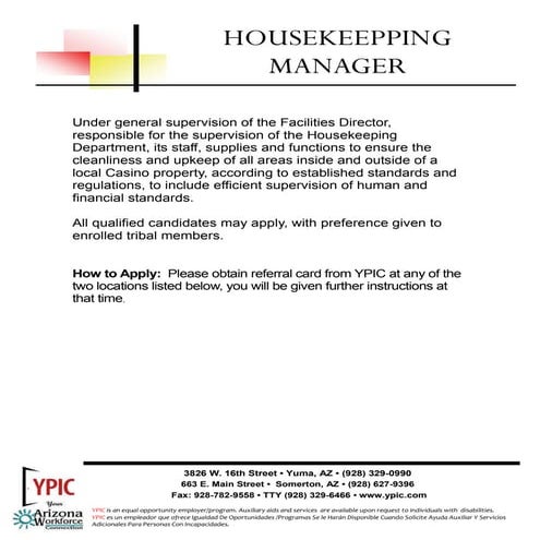 Housekeeping Manager | PDF