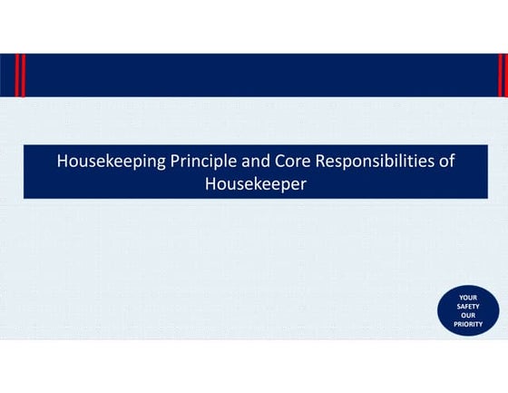 Housekeeping ppt | PPTX | Indoor Environmental Quality | Home & Garden