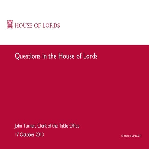 House of Lords Parliamentary Questions | POT