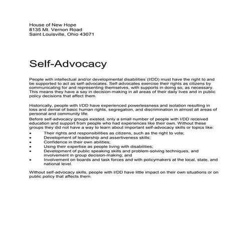 Self-Advocacy | PDF