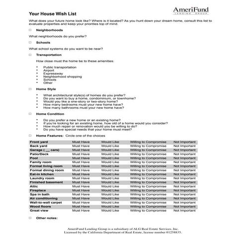 House Wish List | PDF
