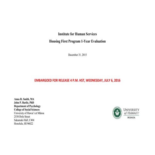 Housing First Evaluation Report | PDF