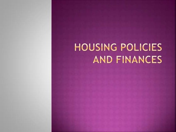 Elements of national housing policy | PPT