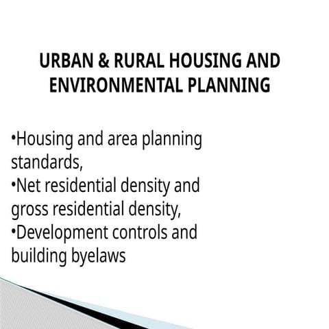 Housing and area planning standards PLAN | PPTX