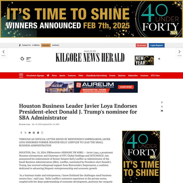 Houston Business Leader Javier Loya Endorses President elect Donald J ...