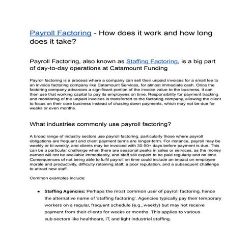 Houston Payroll Factoring - How does it work and how long does it take ...