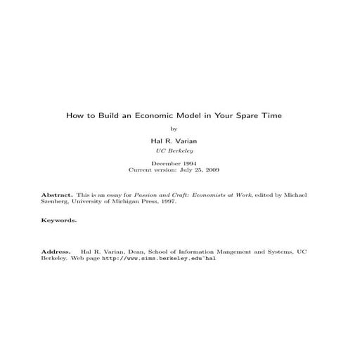 How to Build an Economic Model in Your Spare Time | PDF