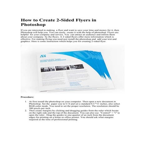 How to create 2 sided flyers in photoshop | PDF