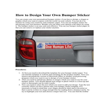 How to design your own bumper sticker | PDF | Desktop Publishing ...