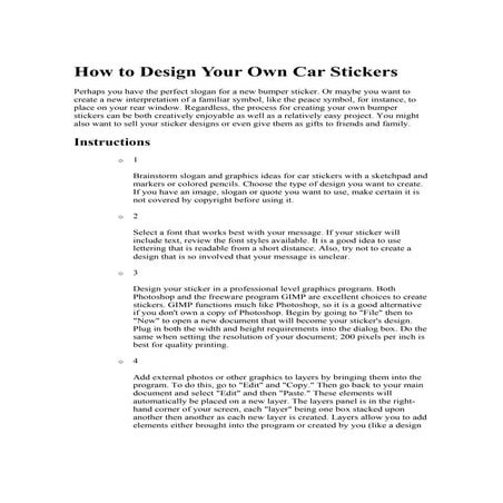 How to design your own car stickers | PDF
