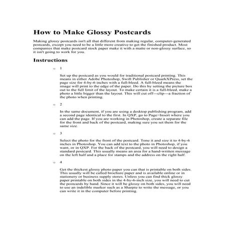 How to make glossy postcards | PDF