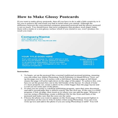 How to make glossy postcards | PDF
