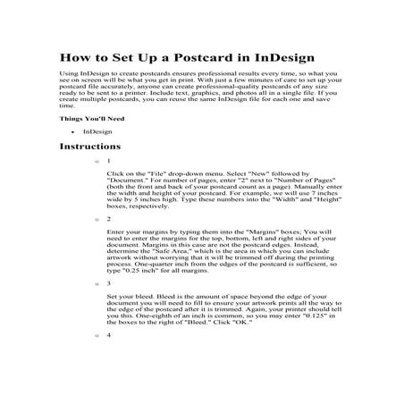How to set up a postcard in in design | PDF